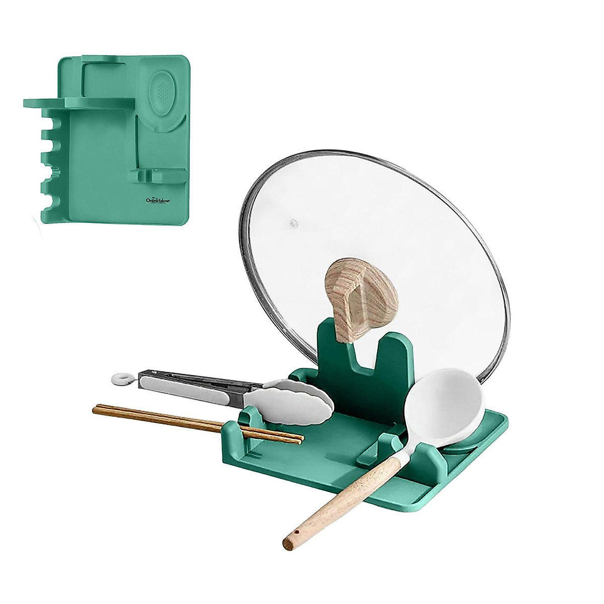 The Online Falcon Silicone Utensil Rest 3-In-1, Stovetop Organizer with Drip Pad, Heat Resistant, Spoon Rest with Ladle Holder for Stove, BPA Free, Grey