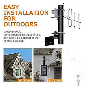 Antenna Mount, Outdoor Antenna Pole - Universal Antenna Mast Pole, Home Outside Mount Pole Bracket for Signal Booster - 10" Length Antenna Mounting Pole - Black