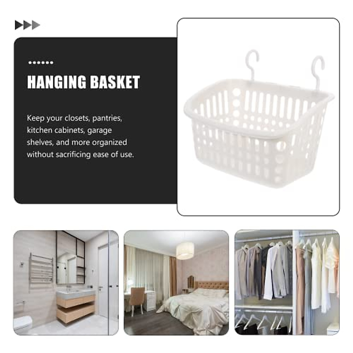 Zerodeko 3Pcs Plastic Hanging Shower Baskets, Waterproof Shower Caddy with Hooks, Storage Hanger Baskets Bathroom Sundries Holders Kitchen Cabinet Organizer Basket