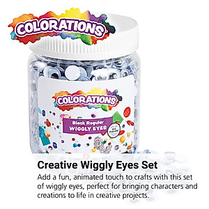 Colorations Wiggly Googly Eyes, Best-Seller, Value Pack with Storage, Regular, Black & White, Arts & Crafts, for Kids