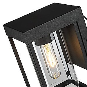 LAMPRESSION 2-Pack Black Outdoor Wall Light Fixtures, Exterior Waterproof Wall Lantern Sconce, 9" H Outdoor Porch Light Wall Mount with Clear Glass Shade