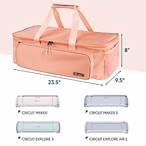 Frephy Carrying Case Bag for Cricut Maker - Large Storage Tote with Support Panels, SBS Zipper, and Shoulder Strap - Ideal for Crafting Supplies (Pink)