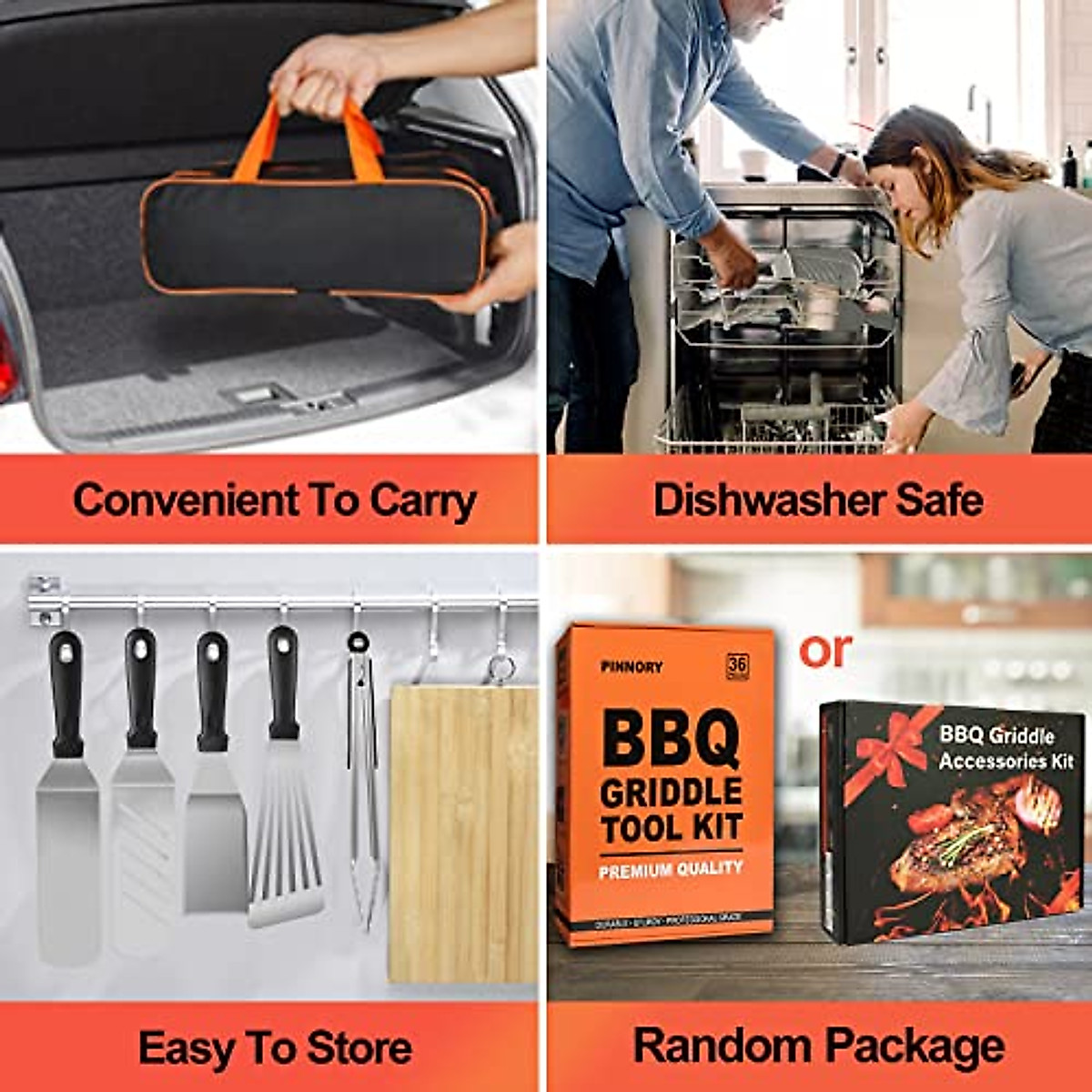 Griddle Accessories Kit for Blackstone, Exclusive Taco Holders, Melting Dome& Wire Rack, 36pcs BBQ Flat Top Grill Accessories Tools for Camp Chef Smoker Kitchen, Gifts for Men Women