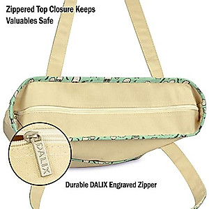 DALIX 20" Large Teal Owl Tote Shoulder Bag Natural Cotton Canvas