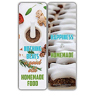 Creanoso Inspiring Sayings Food Lovers Series 2 Bookmarks (12-Pack) – Premium Gift Set – Awesome Bookmarks for Chefs, Cooks, Adult Men & Women – Six Bulk Assorted Bookmarks Designs