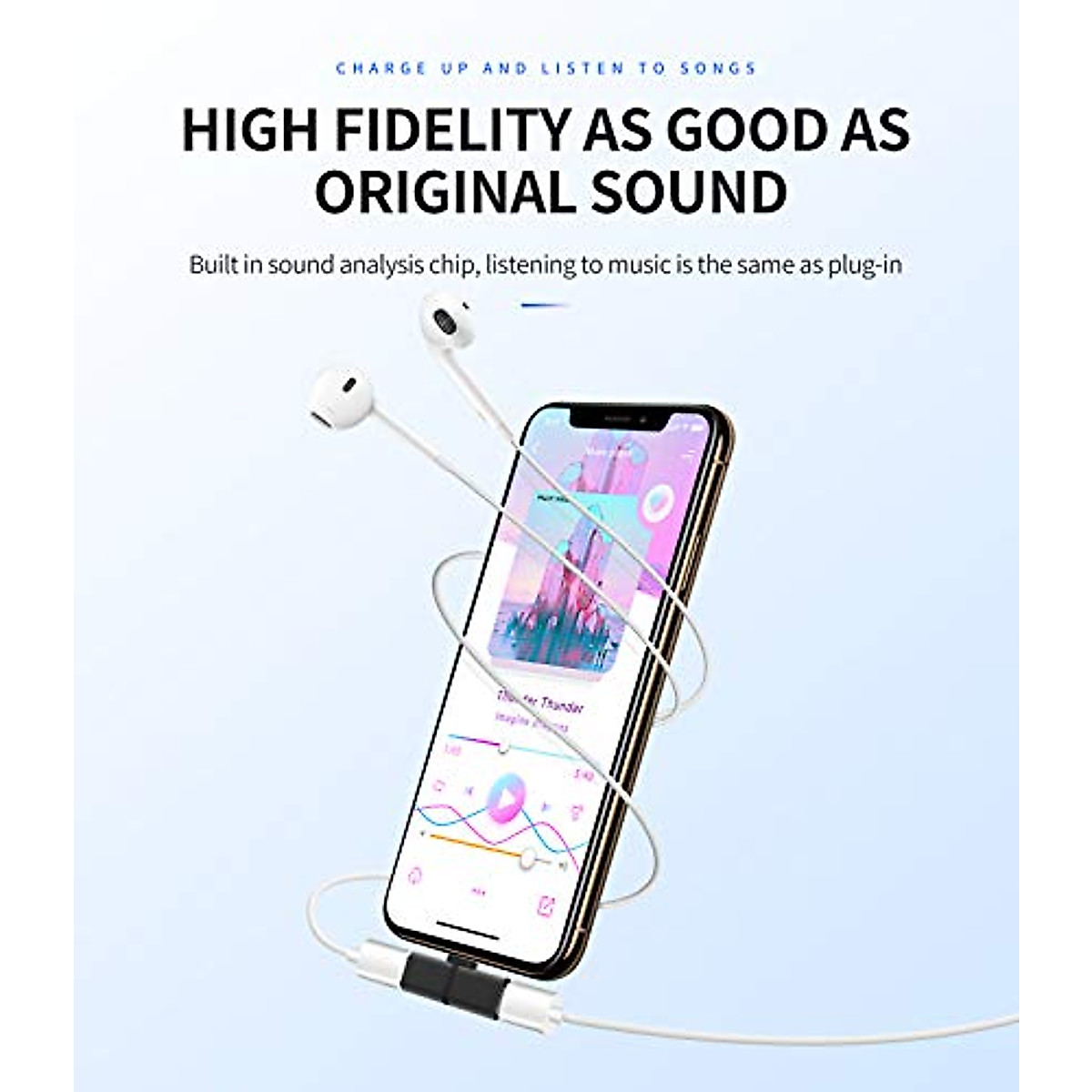 Headphone Adapter Lightning to Audio Jack and Charger Extender Earphone Charging Splitter Compatible with iPhone 11 12Mini pro max xs xr x se2 7 8plus for ipad air Cable Converter Apple MFI Certified