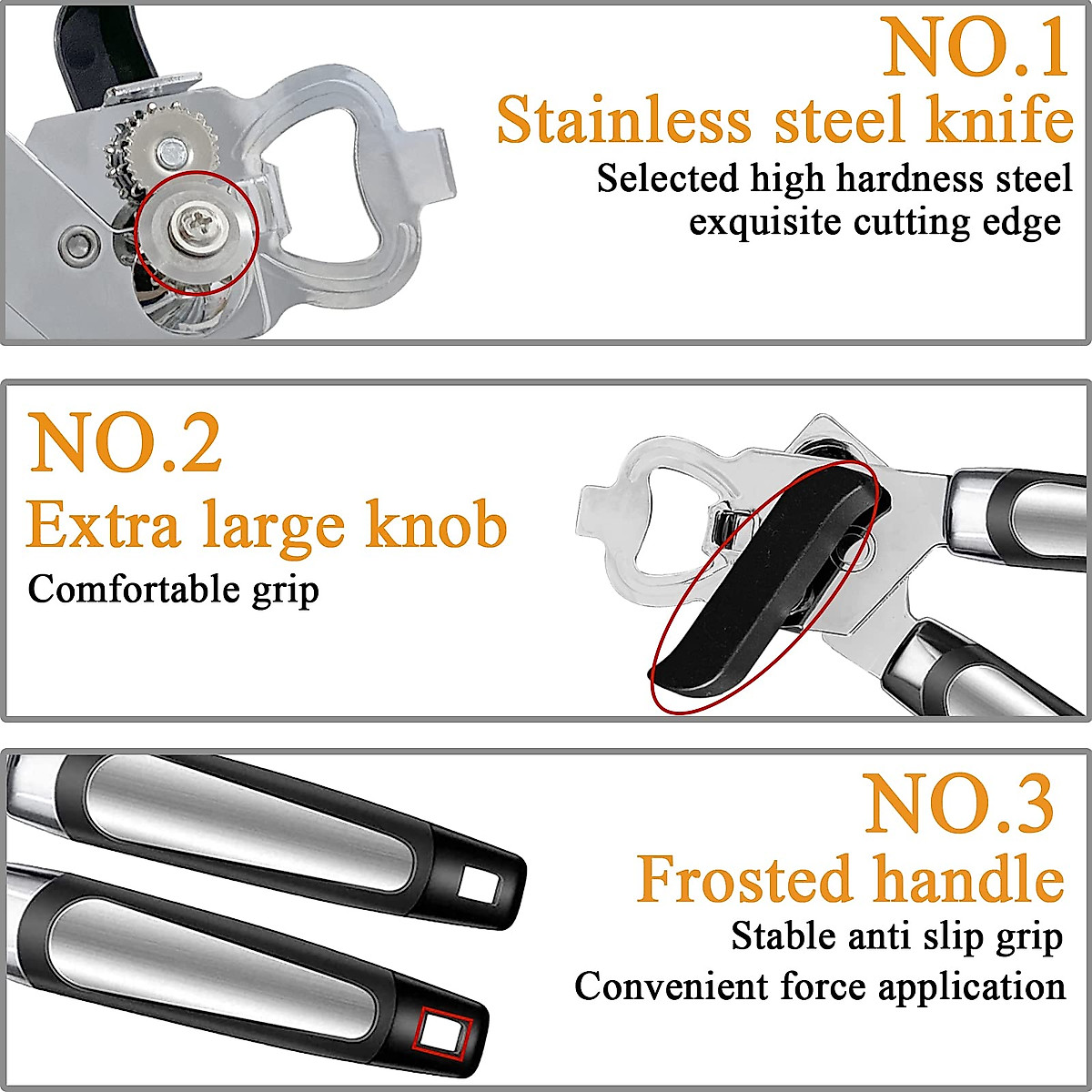 2PCS Can Opener Manual and Jar Opener for Weak Hands or Seniors with Arthritis, Manual Can Opener Smooth Edge Cutting No More Jagged Edges, 5 in 1 Jar Opener for Seniors with Arthritis