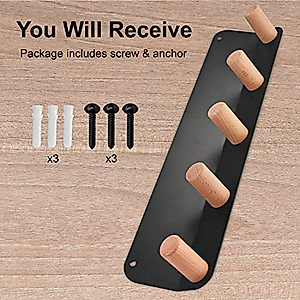 Faveaux Wall Mounted Coat Rack Wood Wall Hooks Hanging Hanger Pegs Metal Wooden Modern Boho Accordion Wall Room Decor Clothing, Coats, Towel, Hat, Scarf Rack Wall Mount, Heavy Duty Black Pack of 1