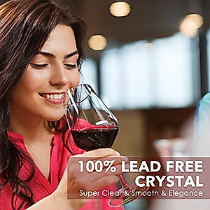 Chouggo Wine Glasses Set of 6, Hand Blown Crystal Red Wine or White Wine Glass - 15Oz, Hand Crafted by Artisans - Gifts for Women, Men, Wedding, Anniversary, Christmas, Birthday