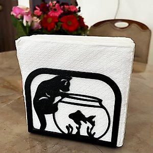HeavenlyKraft Napkin Holder Dispenser kitchen decor Paper Napkin Holder Modern Napkin Holder tissue holder for dining table napkin holder kitchen napkin stand farmhouse table napkin holder Cat & Fish