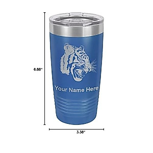 LaserGram 20oz Vacuum Insulated Tumbler Mug, Tiger Head, Personalized Engraving Included (Dark Blue)