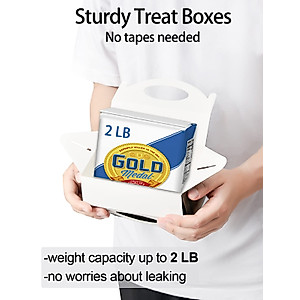 Happyhiram Black 50 CT 6 Inch Candy Boxes Party Favors Stripes Paper Cookie Gift Bags with Handles Gable Boxes Goodie Snack Bags for Graduation Birthday Party