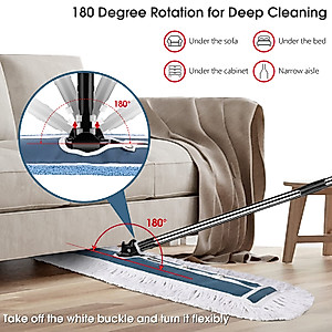 42 Inch Commercial Industrial Mop Dust Mop with 2 Pads, Commercial Mop for Dry and Wet Cleaning, Stainless Steel Handle, Heavy Duty Floor Duster Mop for Warehouse Factory Mall Garage