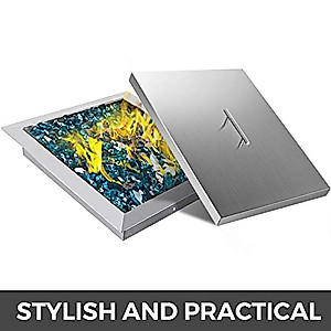 VBENLEM Fire Pit Lid 27 x 27 Inch 1.5mm Thick 430 Stainless Steel Fire Pit Burner Cover Square Fire Pit Lid for Drop-in Fire Pit Pan