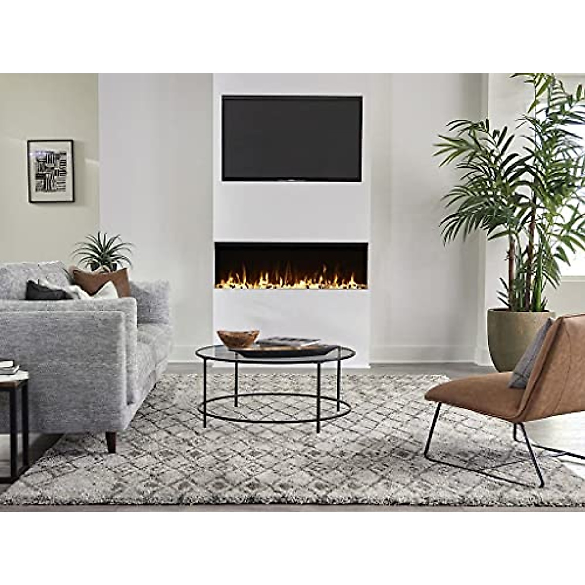 Touchstone Sideline Infinity 3-Sided Smart 50-inch WiFi-Enabled Electric Fireplace - 80045 - Built-in - 60 Color Combinations - 1500/750 Watt Heater (68-88°F Thermostat) - Black - Log & Crystals