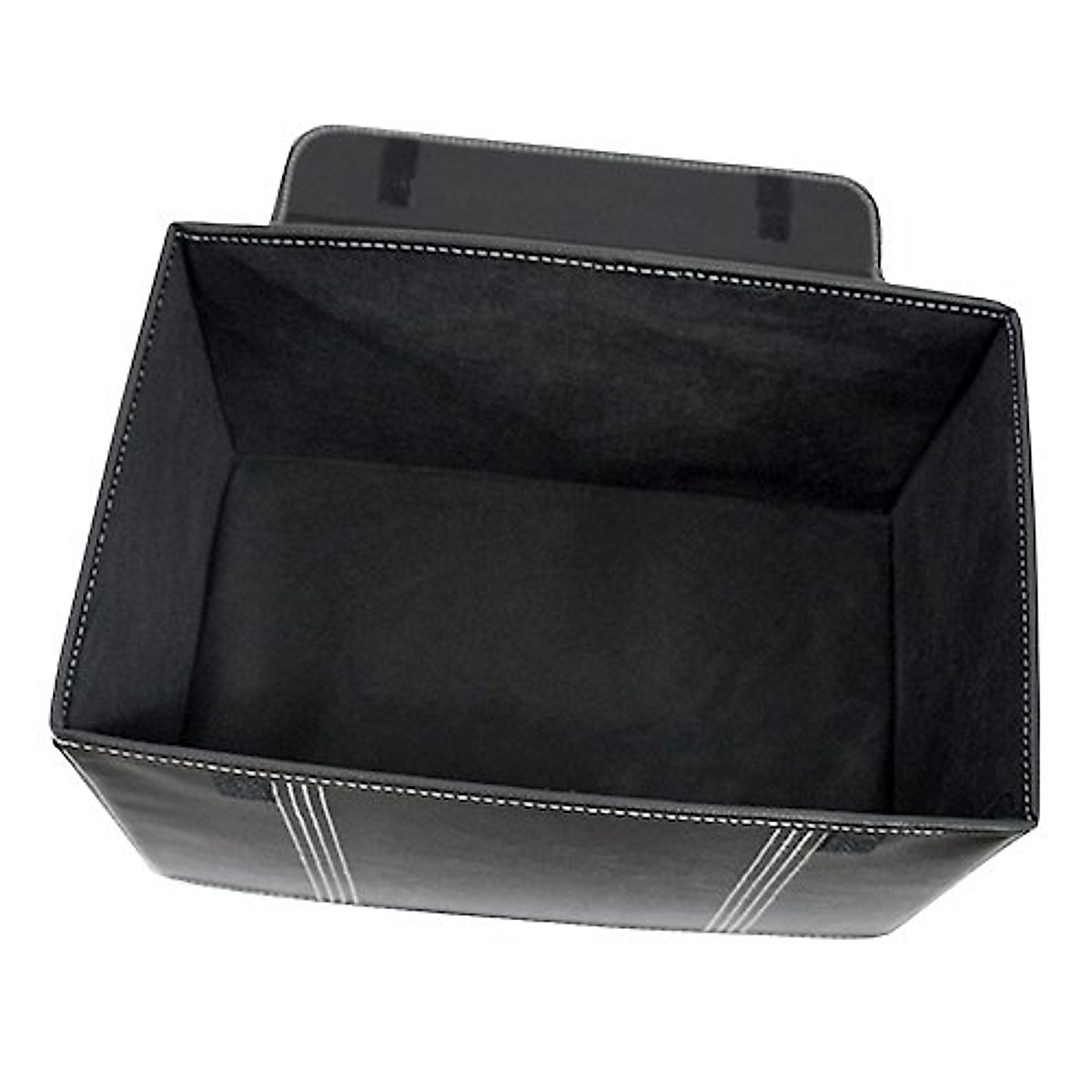 The Lucky Clover Trading Collapsible Faux Leather Lid Basket, Black