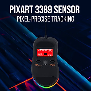 VisionTek OCPC MR44 Wired Gaming Mouse, RGB, 16000 DPI, PixArt 3389 Sensor, Programmable Macro Buttons for Windows and Mac - 901541