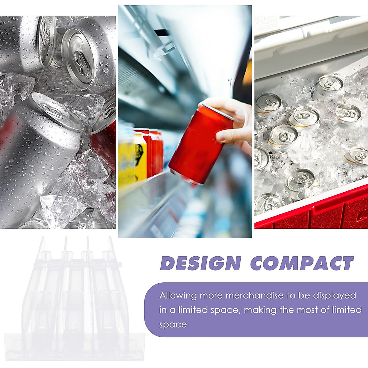 DOITOOL 3pcs Drink Organizer for Fridge Pusher Glide - Self-Pushing Drink Dispenser for Fridge - 12inch Automatic Fridge Drink Dispenser Soda Can Organizer for Pantry/Vending Machin