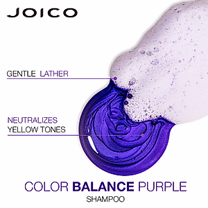 Joico Color Balance Purple Shampoo and Conditioner | For Cool Blonde or Gray Hair | Eliminate Brassy Yellow Tones | Boost Color Vibrancy & Shine | UV Protection | With Rosehip Oil & Green Tea Extract