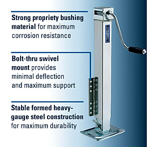 Fulton HD50000101 Bolt-On Trailer Tongue Jack with Drop Leg - 5000 lb. Weight Capacity , Gray