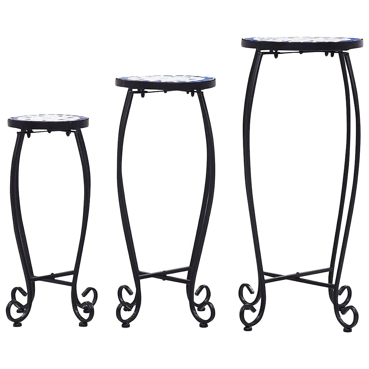 ZQQLVOO Mosaic Tables 3 pcs,Plant Stand,Plant Rack,Plant Display Stand,Multi-Purpose Plant Stand,Flower Stands,For Backyard,Garden, Balcony,Terrace,Blue and White Ceramic