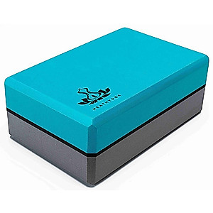 Heathyoga Yoga Blocks 2 Pack with Strap, High Density EVA Foam Yoga Block and Yoga Strap Set to Support and Improve Poses and Flexibility (Turquoise)