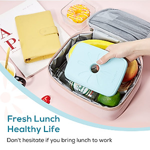 TOURIT Double Deck Insulated Lunch Bag Expandable with Reusable Ice Packs for Lunch Boxes/Bags Long Lasting