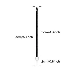 LUTER 24pcs Metallic Birthday Candles in Holders Black Tall Birthday Cake Candles Long Thin Cupcake Candles for Birthday Wedding Party Decoration