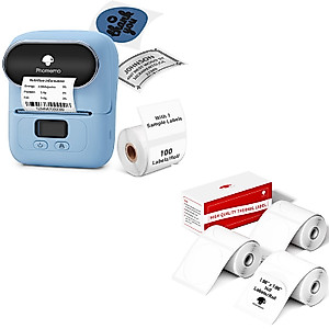 Phomemo Barcode Label Printer- M110 Label Maker Portable Bluetooth Label Maker Machine for Small Business, Barcode, Address, Logo, Clothing, Jerwery, Compatible with iOS & Android, Blue