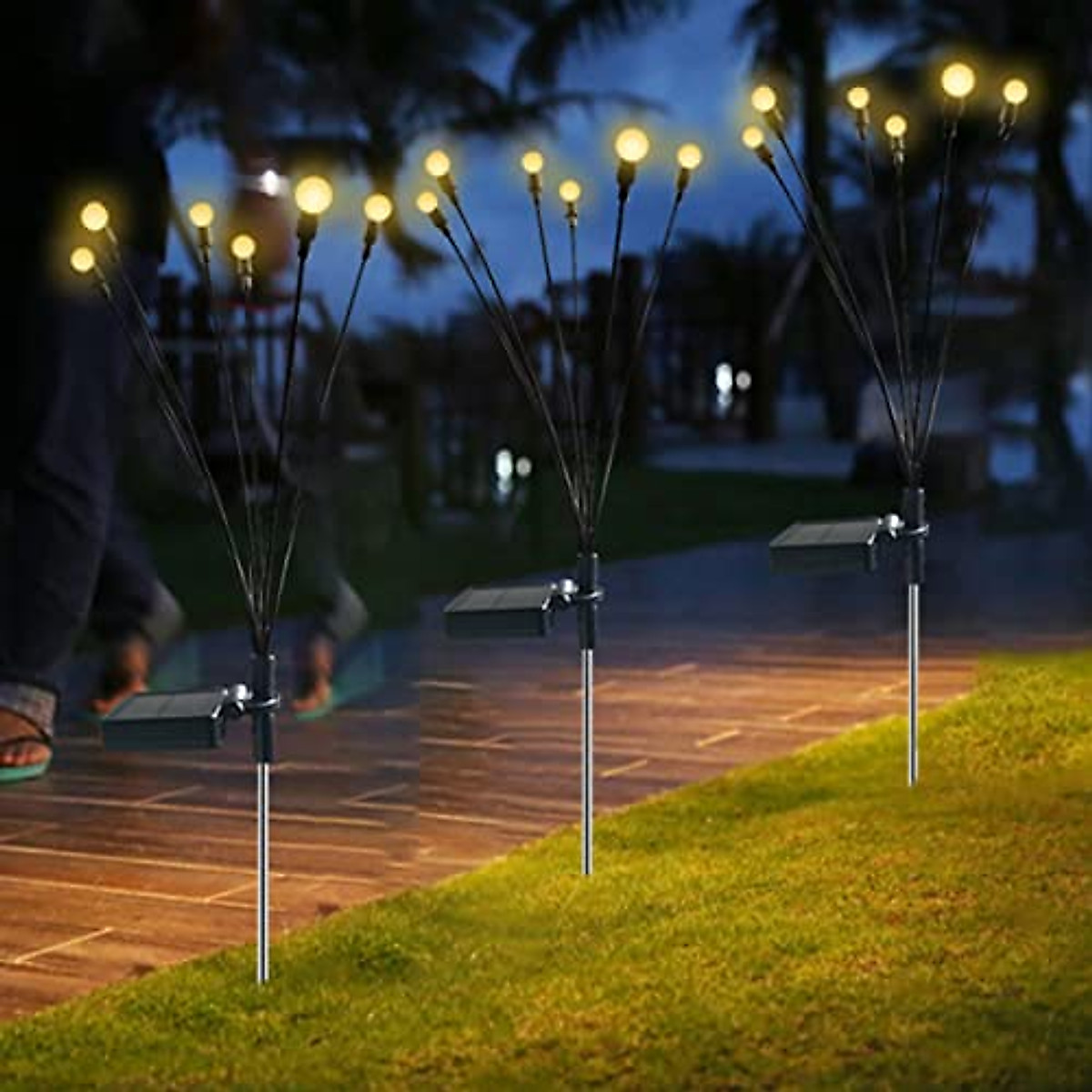 dolitify Solar Garden Lights 2Pcs Firefly Lights Solar Outdoor IP65 Waterproof Solar Swaying Lights Garden Decorative Lights for Yard Patio Pathway Decoration, Warm Light