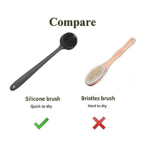 Cinlitek Silicone Body Scrubber, Long Handle Back Scrubber for Shower, Silicone Body Brush Shower Scrubber for Body, Shower Srush Back Brush Body Exfoliator