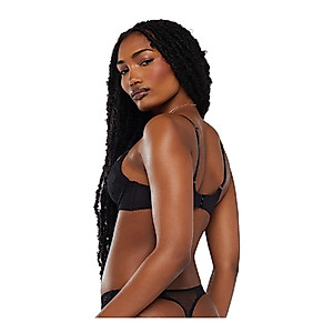 Savage X Fenty, Women's, Missy Floral Glow Lace Balconette Bra, Caviar, 34DDD