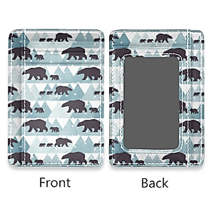 OTVEE Slim Minimalist Wallets Rfid Blocking Card Wallets PU Leather Front Pocket Wallets for Men and Women (Mama Bear With Baby)