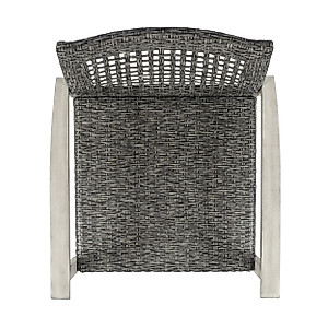 GDFStudio Outdoor Wood and Wicker Club Chairs (Set of 2), Gray Finish and Mixed Black