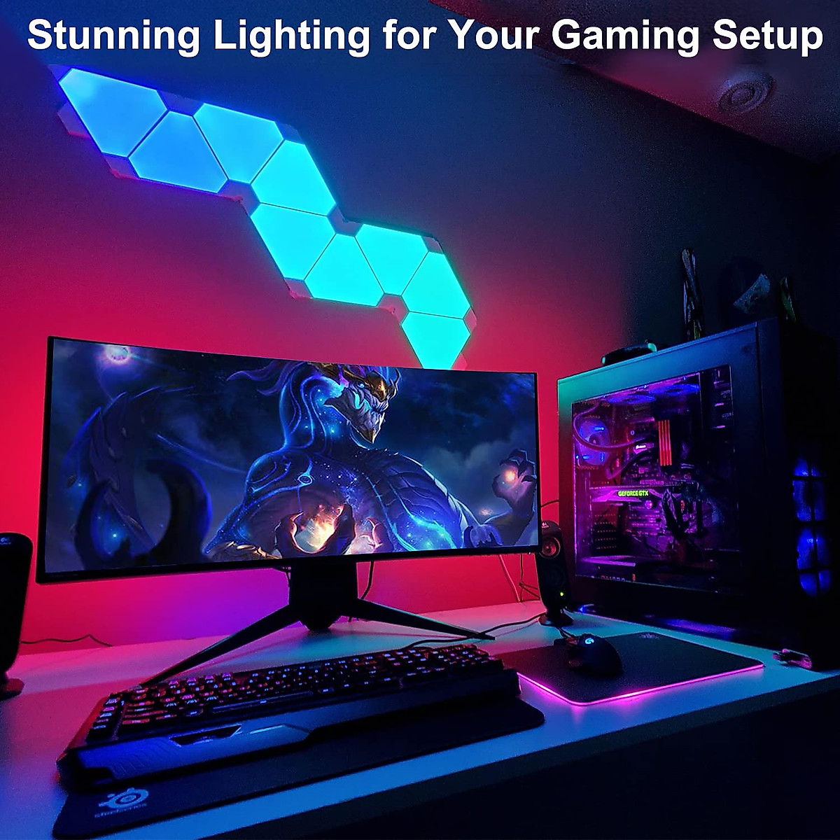 Triangle Lights LED Light Panels, Smart LED Wall Lights RGB Gaming Lights with Remote, Gaming Room Decor Work with Alexa Google Assistant,APP & Voice Control Music Sync for Bedroom/Streaming,9 Pack