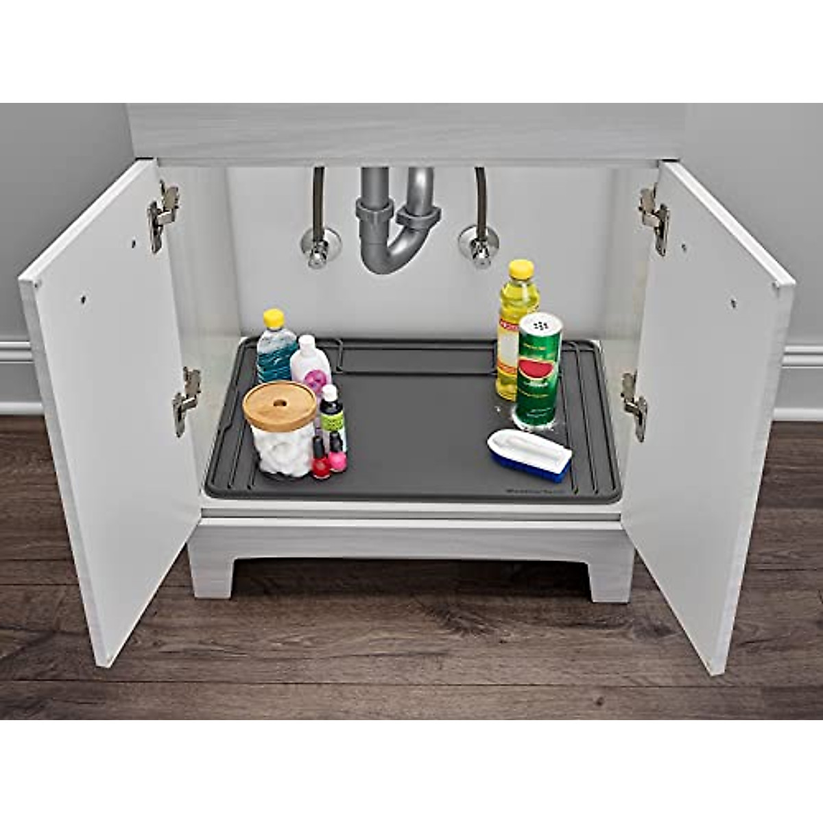 WeatherTech SinkMat – Waterproof Under Sink Liner Mat for Kitchen Bathroom – 28” x 19” Inches - Durable, Flexible Tray – Home undersink Organizer Must Haves, Black