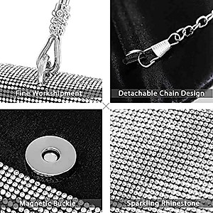 Barode Clutch Purses for Women Wedding Rhinestone Shoulder Bag Black Evening Wristlet Crossbody Bags Bridal Prom Handbags (Black)