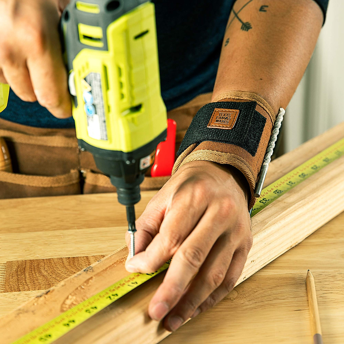 Magnetic Wristband Handcrafted of Premium Canvas to Hold Screws, Nails, DIY Unique Cool Gift For The Man Who Has Everything Texas Canvas Wares