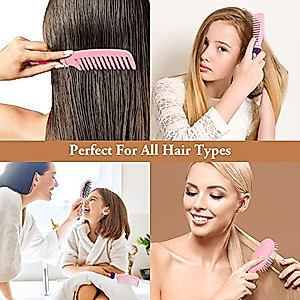 Hair Brush Comb Set, Mini Detangling Hair Brushes for Women Men Kids, Pocket Travel Detangler Hair Brush and Small Wide Tooth Comb for Curly Thick Long Fine Dry Wet Hair, Removes knots Minimizes Pain