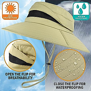 EINSKEY Men's Sun Hat, Rain Waterproof UV Protection Wide Brim Bucket Hat for Beach Travel Golf Safari Garden Fishing Hiking