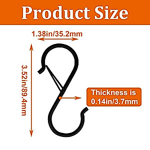 Dianrui 20PCS Black S Shaped Hooks,Metal S Hooks for Hanging Plants, Pots and Pans, Bags-Safety Anti-Drop Buckle Hanging Hooks K1-O-021-20