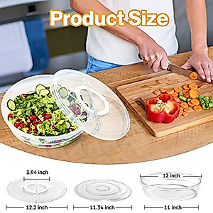 2 Pack 12 inch Food Storage Container with Lid and Handle, Reusable 2 Compartments Pizza Slice Storage Container, Pizza Storage Container Round for Cheese Cake, Corn Pie, Fruit White Clear Visible