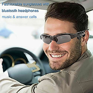 Bluetooth Sunglasses with Headphones Men Women Sport Glasses Wireless Music Sunglasses Smart Glasses Headset Stereo Sound Built-in Mic Handfree Earphone for Smart Phone Work Outdoor Driving Cycling
