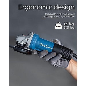 DongCheng Angle Grinder 4-1/2 inch 6.7-Amp Paddle Switch Cut off Tool 11800RPM Electric Grinder Power Tools with Cutting & Grinding Wheels, Flap Discs, Auxiliary Handle for Wood Metal & Rust Removal
