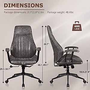 VITESSE Ergonomic Home Office Desk Chair Modern Leather Computer Chairs, High Back Lumbar Support Suede Fabric Executive Height Adjustable Rolling Swivel Task Chair with Padded Armrest (Dark Grey)