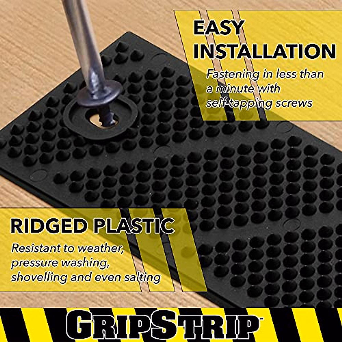 GripStrips Anti-Slip Treads - 8 Pack, Black (32" x 2") - Outdoor Non-Slip Tread Strips - Waterproof Safety Traction Strips for Stairs, Ramps, Boats, Ladders, Wood, Concrete, Metal, Composite