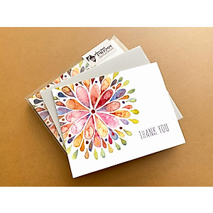 Palmer Street Press Thank You Notes With Envelopes Set - Watercolor Flower Burst Thank You Note Set (8 Elegant Thank You Cards With Envelopes) - Boxed Thank You Cards - Proudly Made in the USA