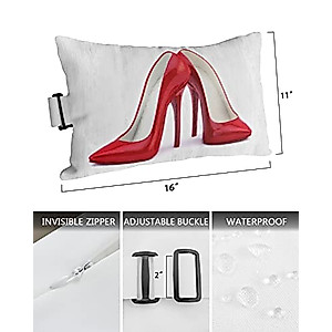 Outdoor Recliner Head Pillow,Red High Heels White Retro Wood Grain Headrest Pillow for Chaise Lounge Chair Lumbar Pillow with Insert,Watercolor Women's Shoes Waterproof Throw Pillow for Patio 2PC
