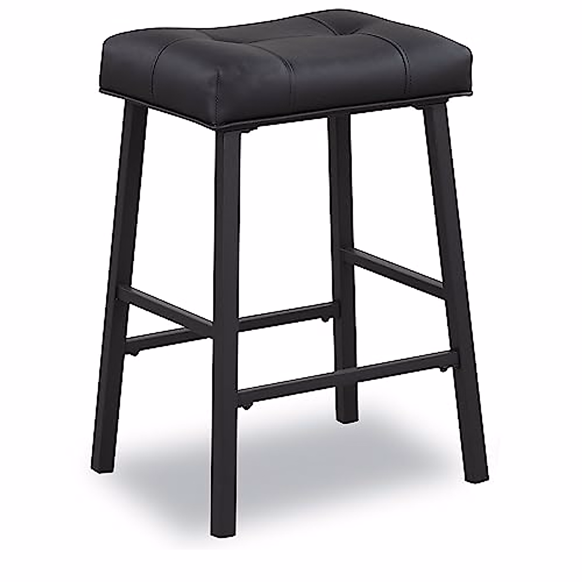 KAIRUITUCH 24 inch Bar Stools, Counter Height Kitchen Bar Stools for Home Bar, Dining, Saddle Seat Padding, Black Metal Legs, KR302PBK1