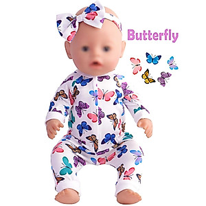 Sweet Dolly Baby Doll Accessories 5 Set Baby Doll Clothes and Headbands for 14-18 Inch Dolls, 10 PCs in Total